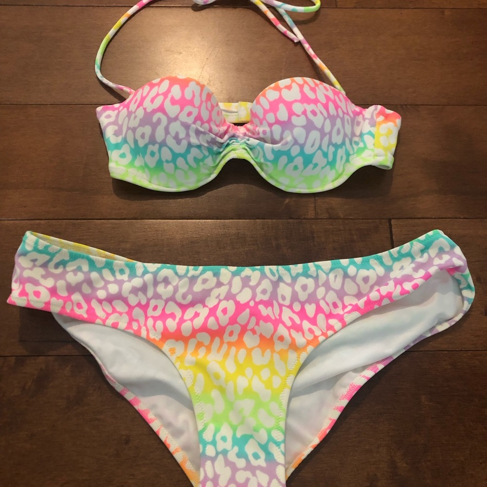 Multi Colored Leopard Print Victoria Secret Swimsuit Gem